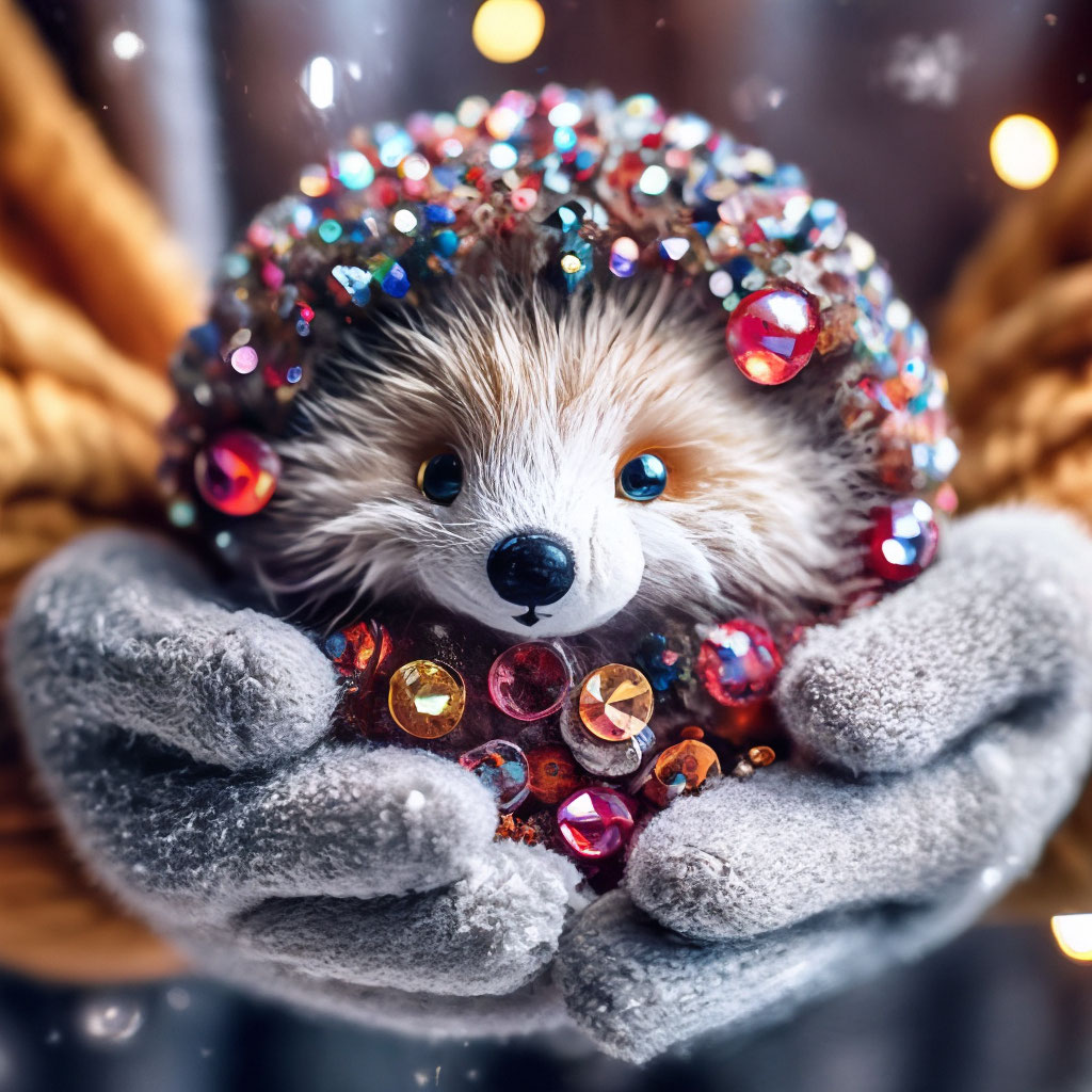"PASS IT ON🤗💗🦔 New Year's mood, two hands in knitted mittens holding a ...