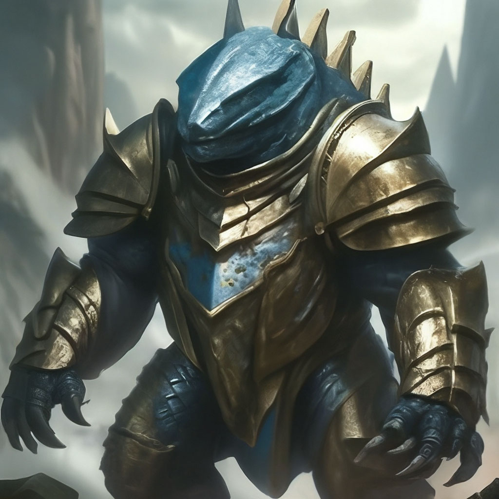 "The unknown of large creatures in armor" — image created in Shedevrum