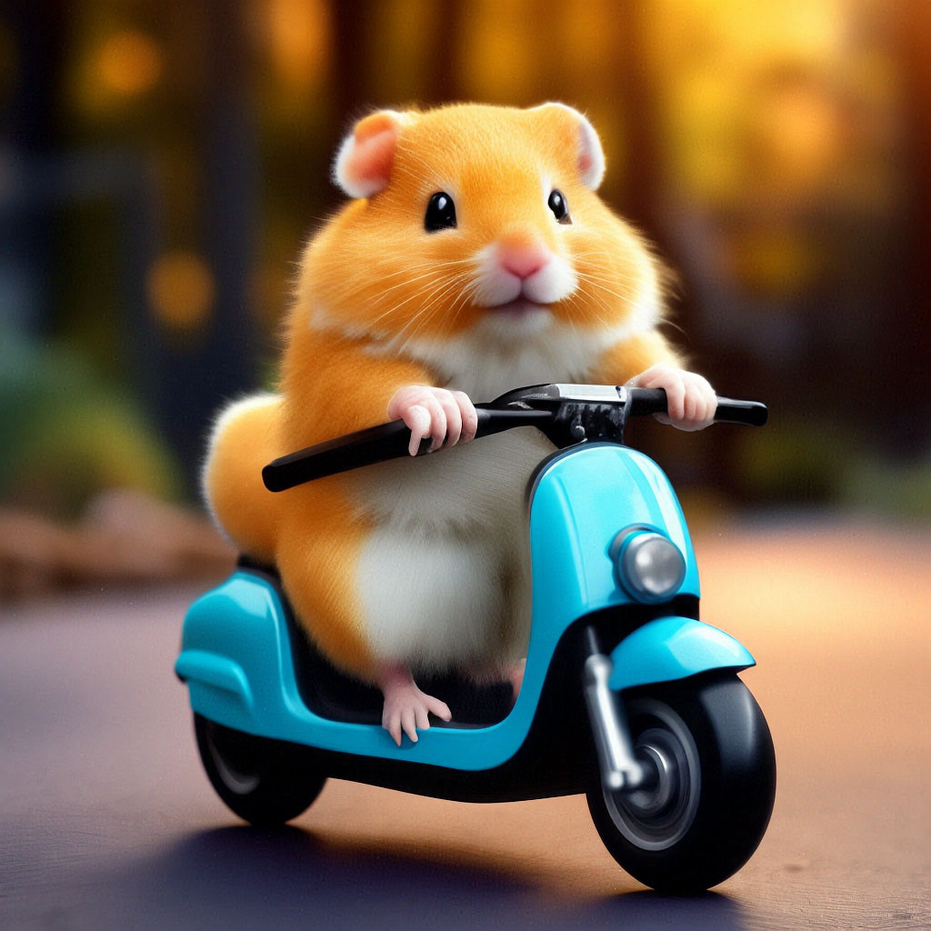 "A hamster driving an electric scooter" — image created in Shedevrum