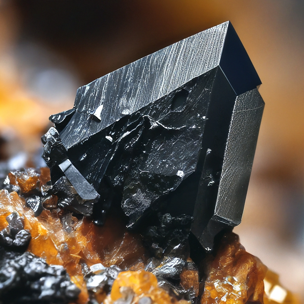 "Decloisite, black, resin luster, uneven fracture, monoclinic syngony ...