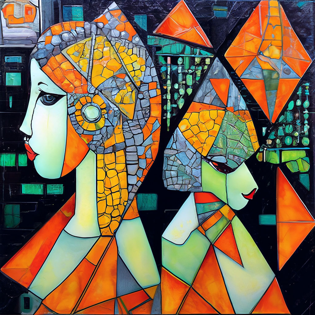 "Girl and squirrel dadaism, ink, acrylic, cubism, grotesque ...