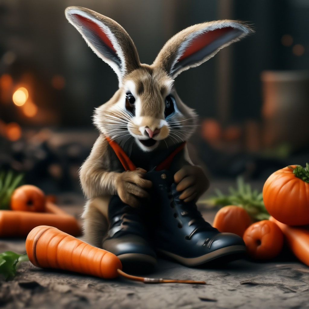 "The hare is crying and eating boots because the hare took all the ...