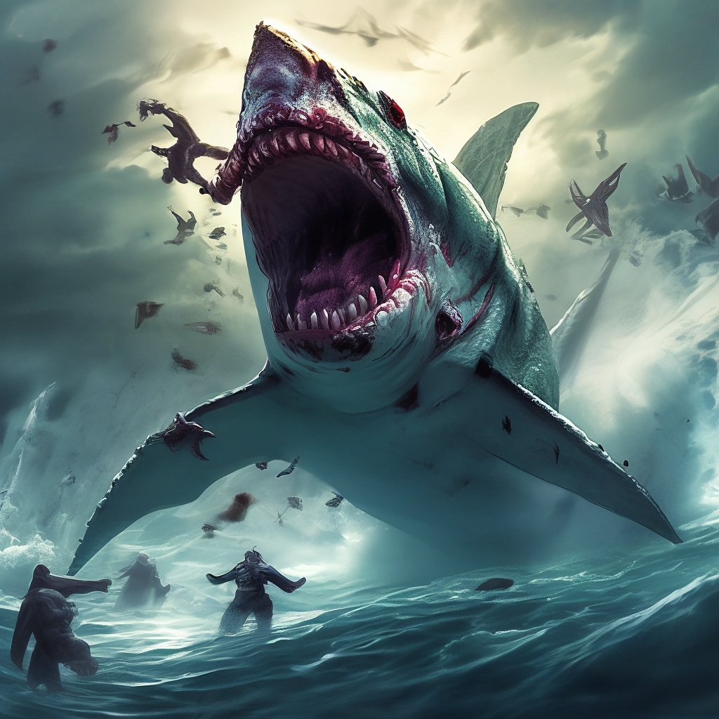 "Zombie shark" — image created in Shedevrum