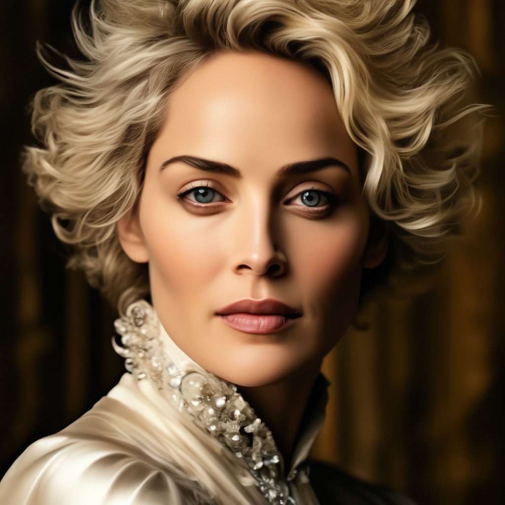 "Sharon Stone, pastel shades, Renaissance, portrait, constructivism, 8k ...