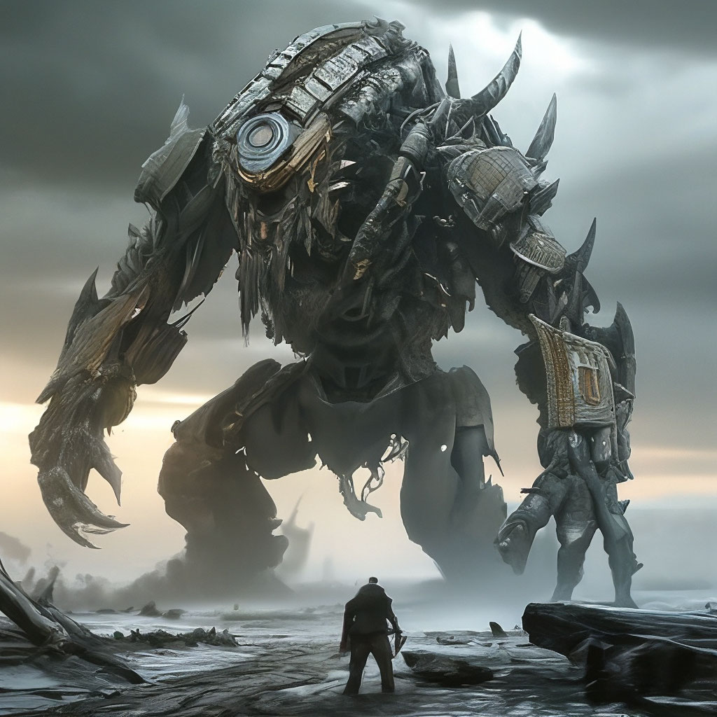 "Ancient mechanical monster fantasy maximum detail" — image created in ...