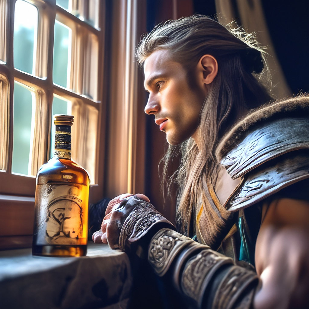 "Dovakin male warrior, young nord, drinks Cyrodiil brandy from a mini ...