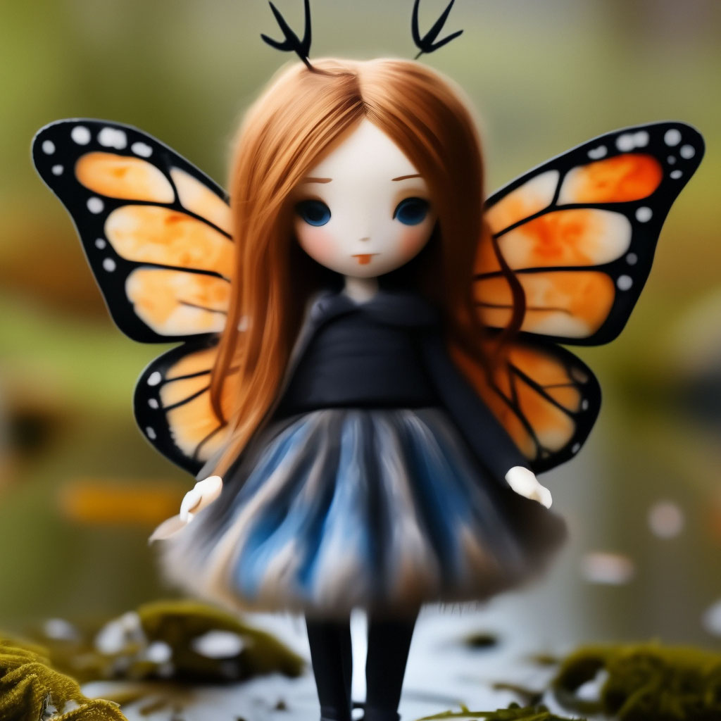 "Butterfly doll girl scandi style, transparency [250] illusion [wool ...