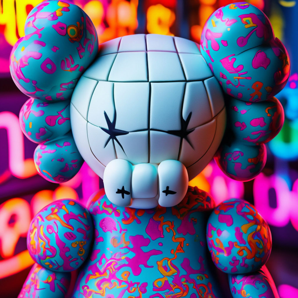 "KAWS x neon, Psychedelic, Color Superimpose,3D, cinematic ...