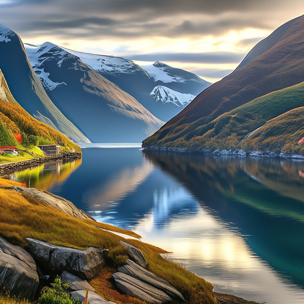 "Norwegian coast, fjords, realistic, professional photo, photorealism ...