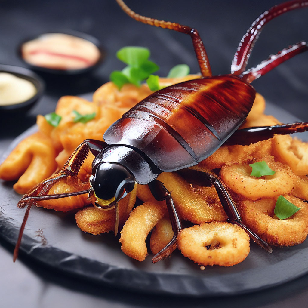 "Fried cockroach" — image created in Shedevrum