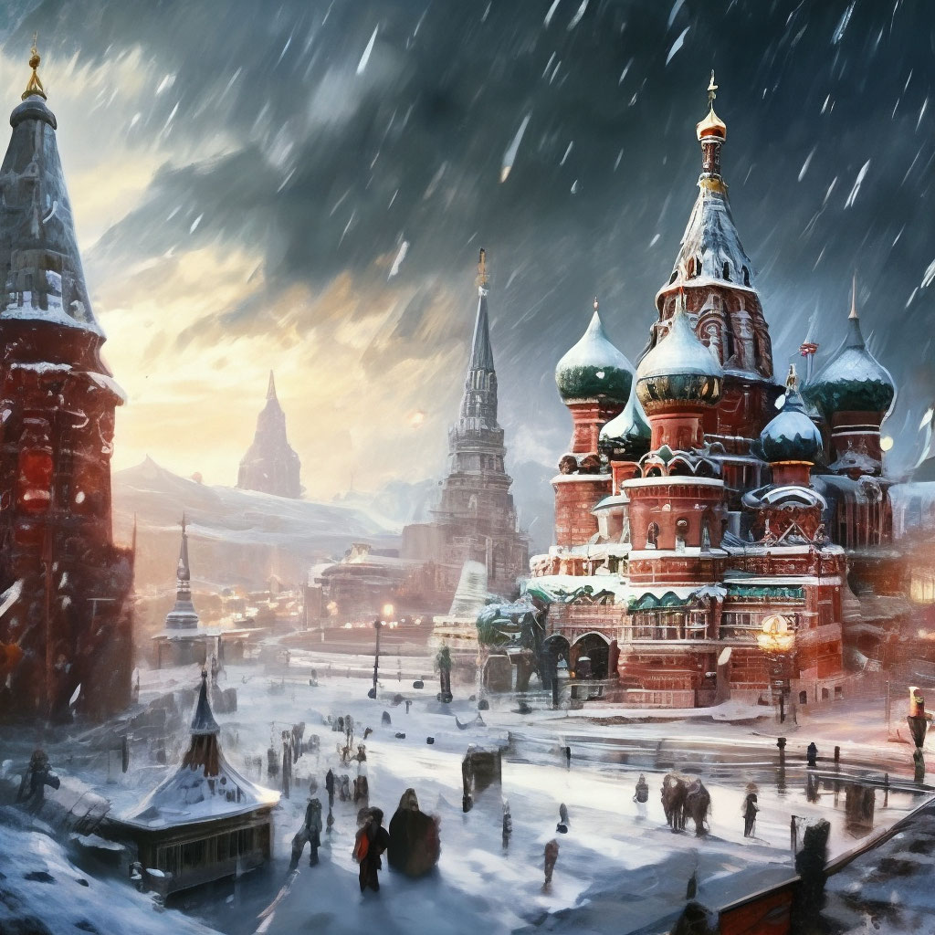 "Winter, new year's moscow, red square, snowfall" — image created in ...