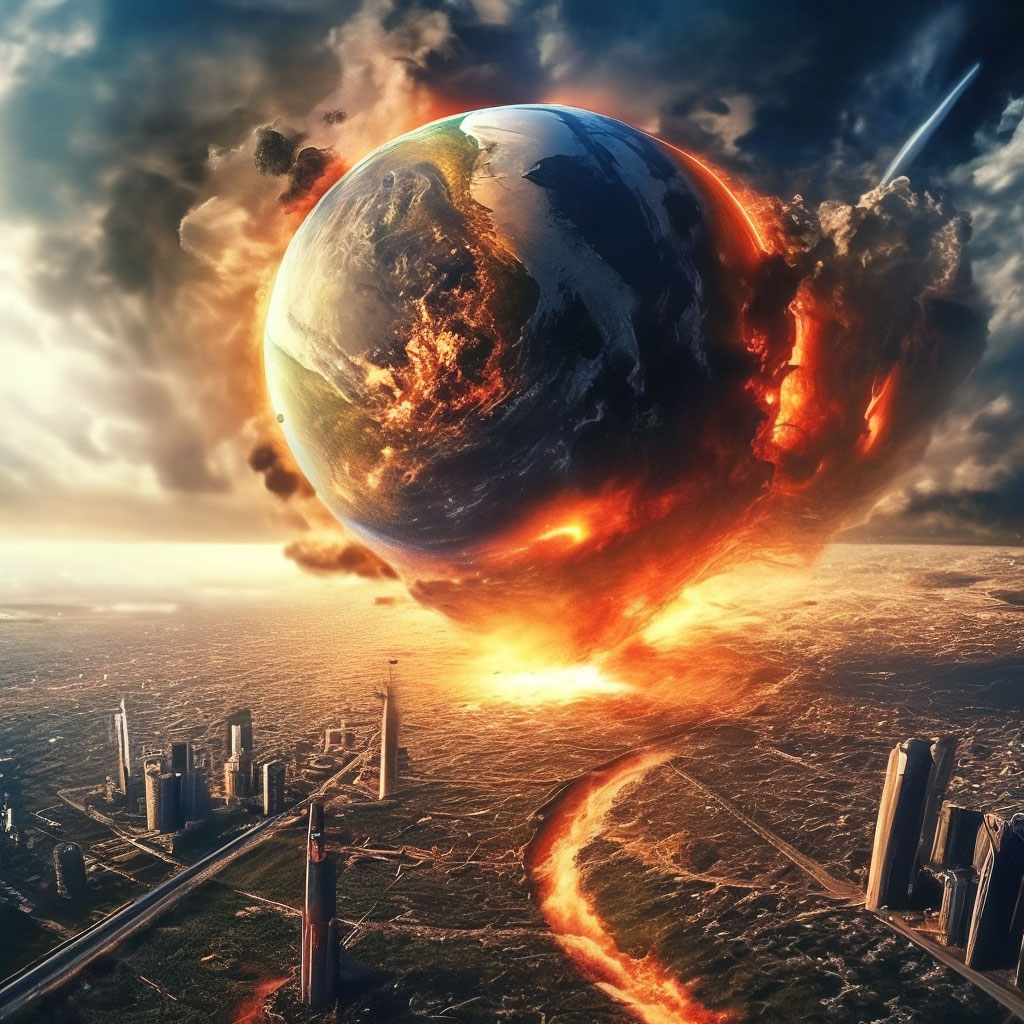 "The self-destruction of the earth" — image created in Shedevrum