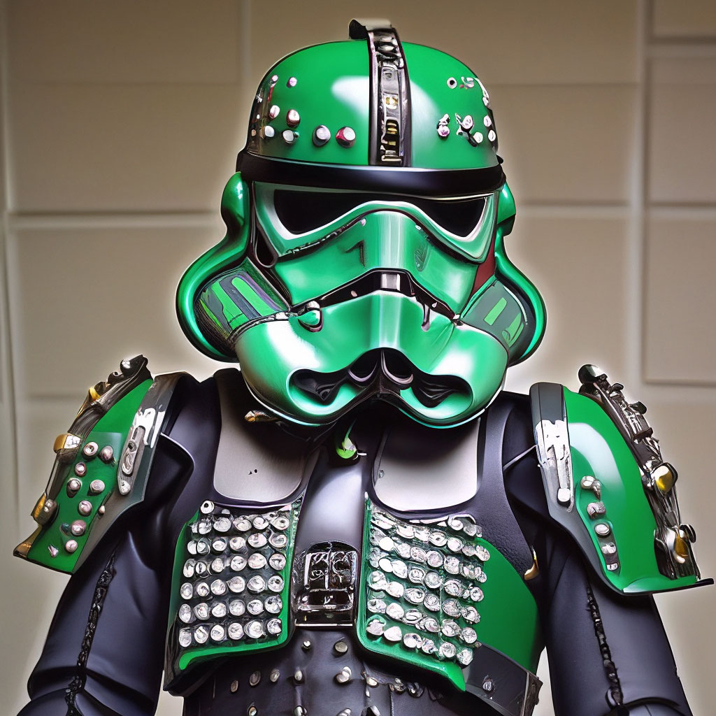 "Imperial Stormtrooper - punk, black leather, rivets, green hair, high ...