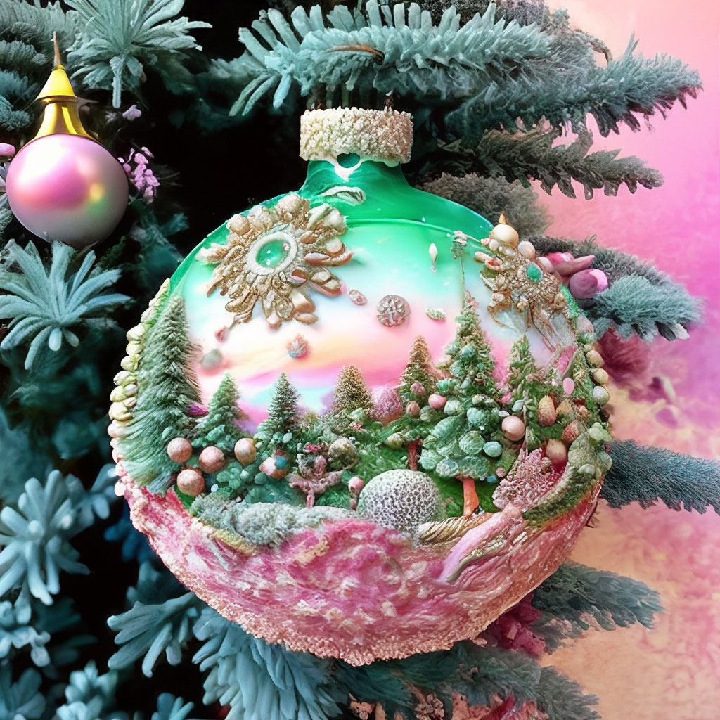 "Fantastic landscape,in the form of a Christmas tree, hyperrealism ...