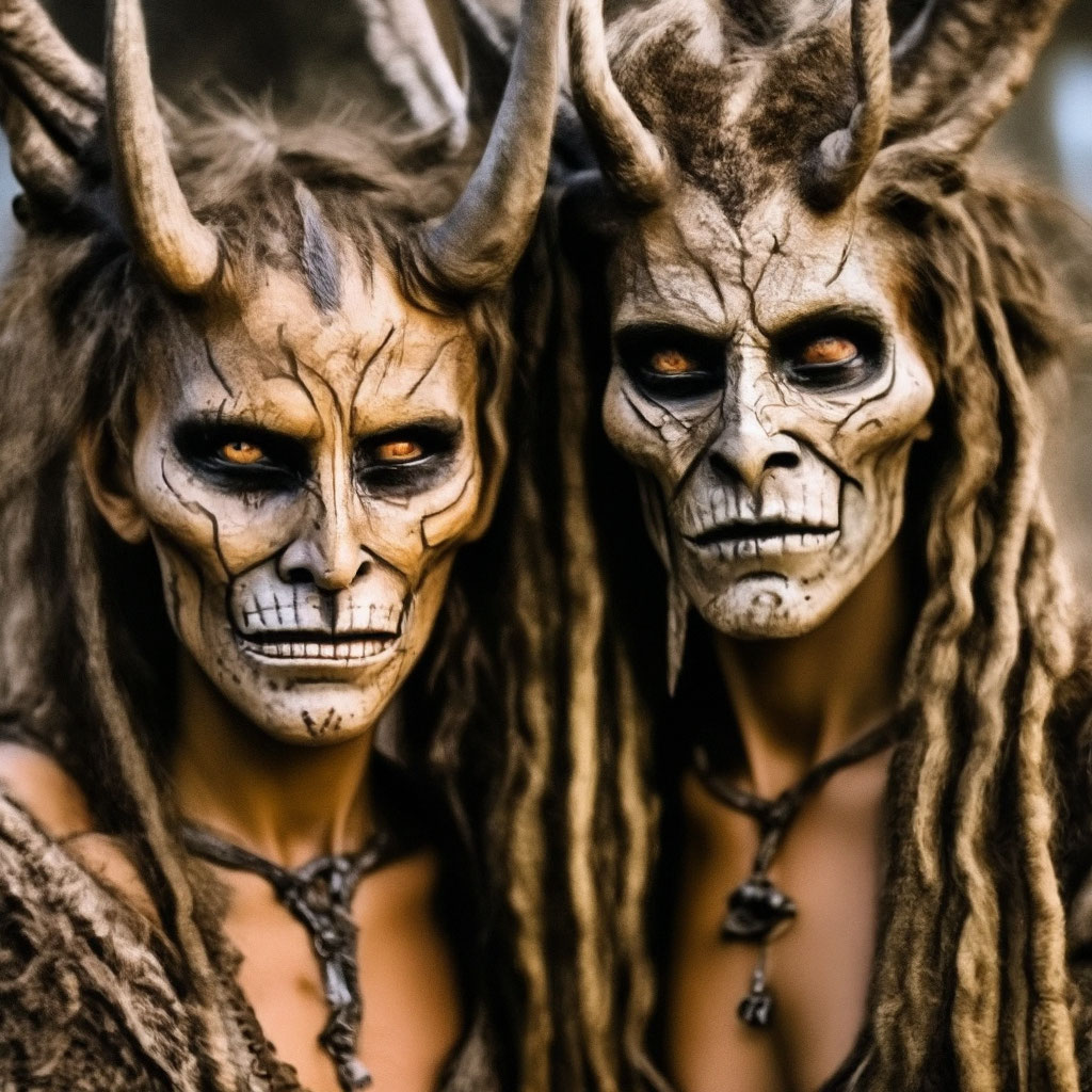 "Two kikimores, a beautiful muzzle of a face in the frame, taut ...