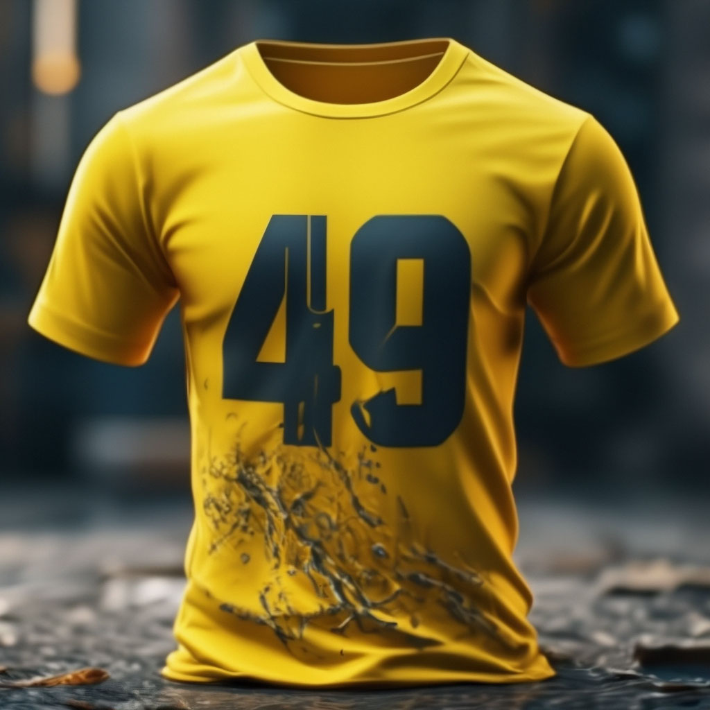 "Yellow T-shirt with the number 49" — image created in Shedevrum