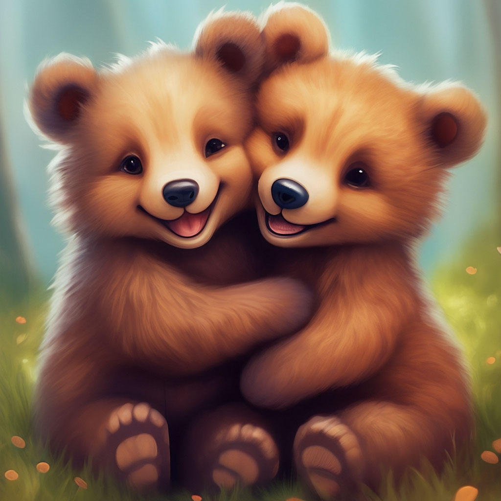 "Happy bears cuddling, cute critters, by oliverjeffers" — image created ...