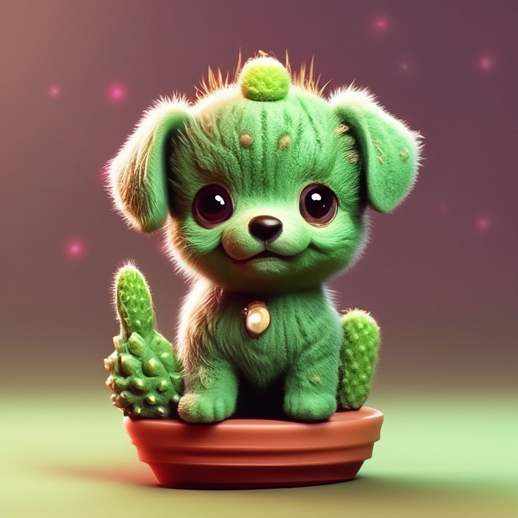 "The magic cactus puppy is very cute and realistic" — image created in ...