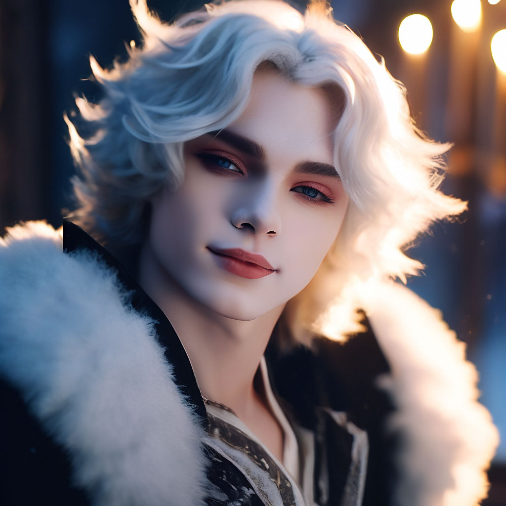 "Beautiful young prince vampire, Elf,large voluminous ears Plump lips ...