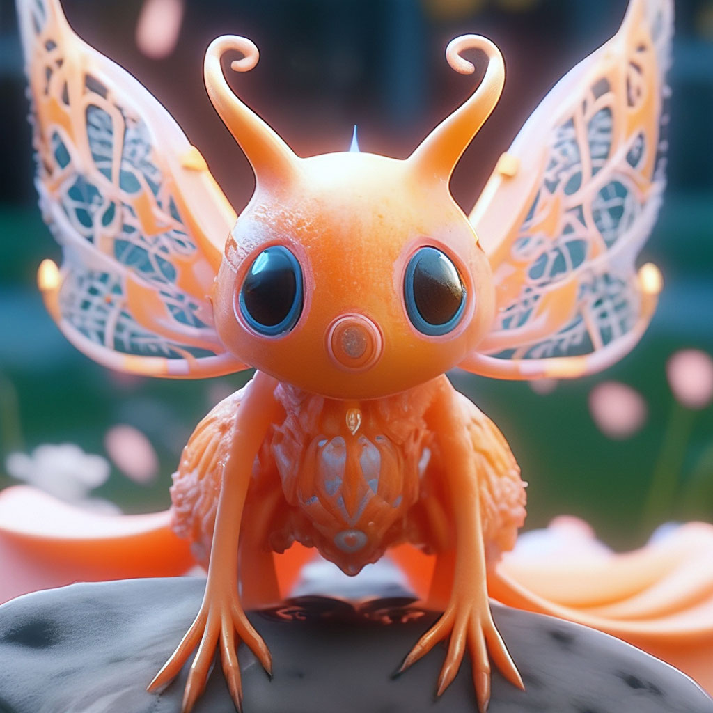 "Cute charming mythical creature, amorphous, Ghibli-style, highly ...