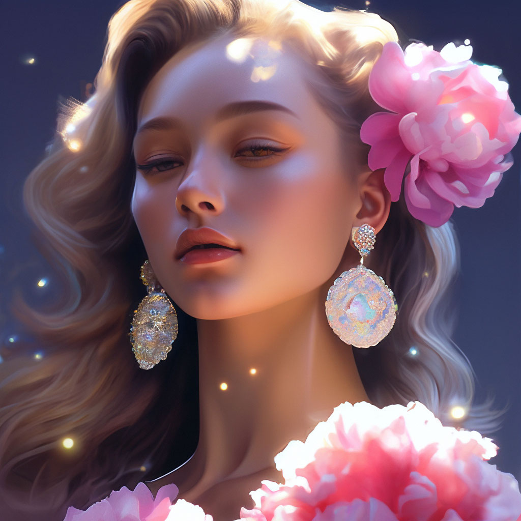 "A 27-year-old girl, close-up face, backlight from above, diffused ...