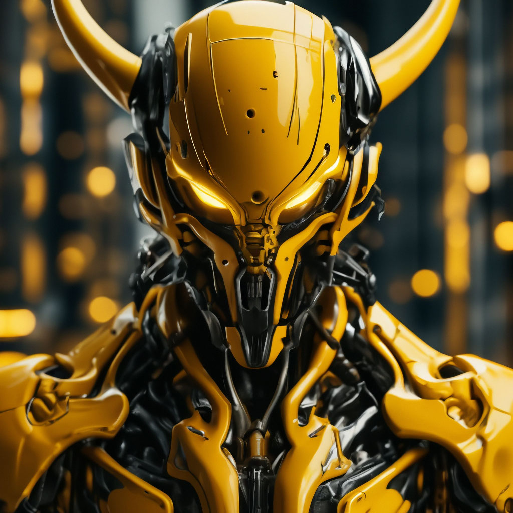 "The yellow cyborg demon" — image created in Shedevrum