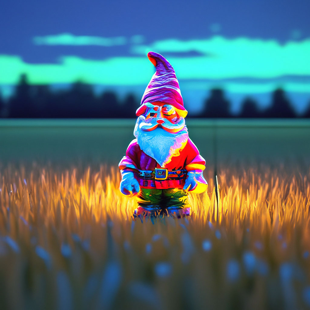 "Gnome on a clean field, aesthetically pleasing, beautiful, realistic ...