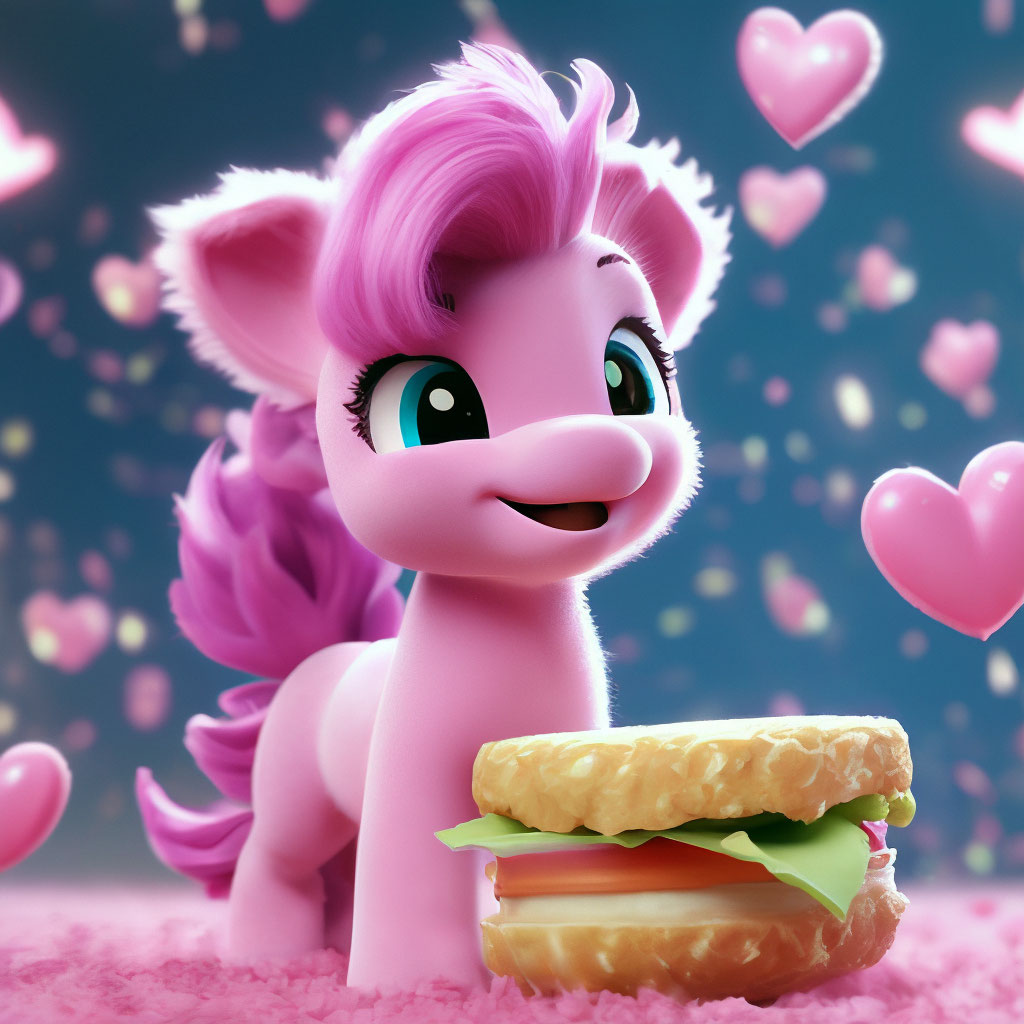 "Pony shaggy shaggy fluffy like a dandelion yogurt pink fur has a heart ...