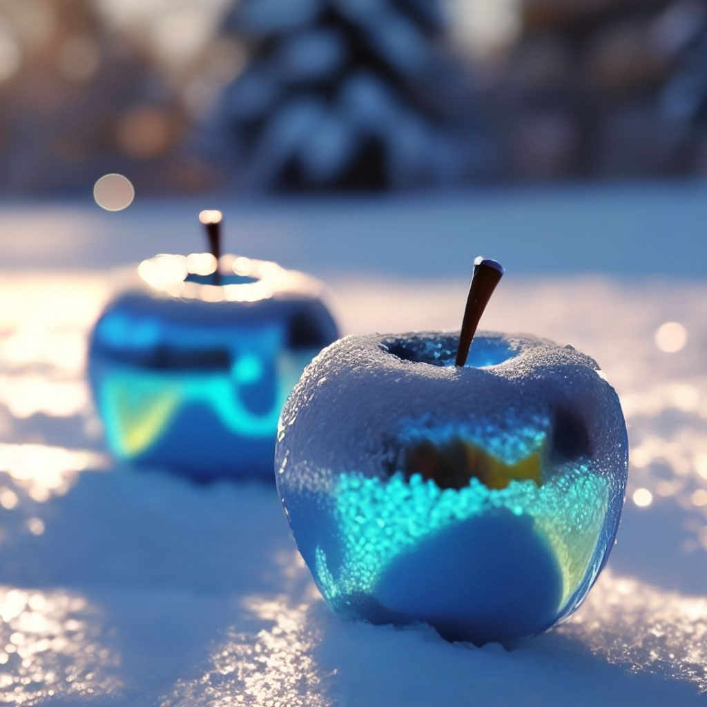 "Apples in the snow tg @cyberandrei blue crystal apples with iridescent ...