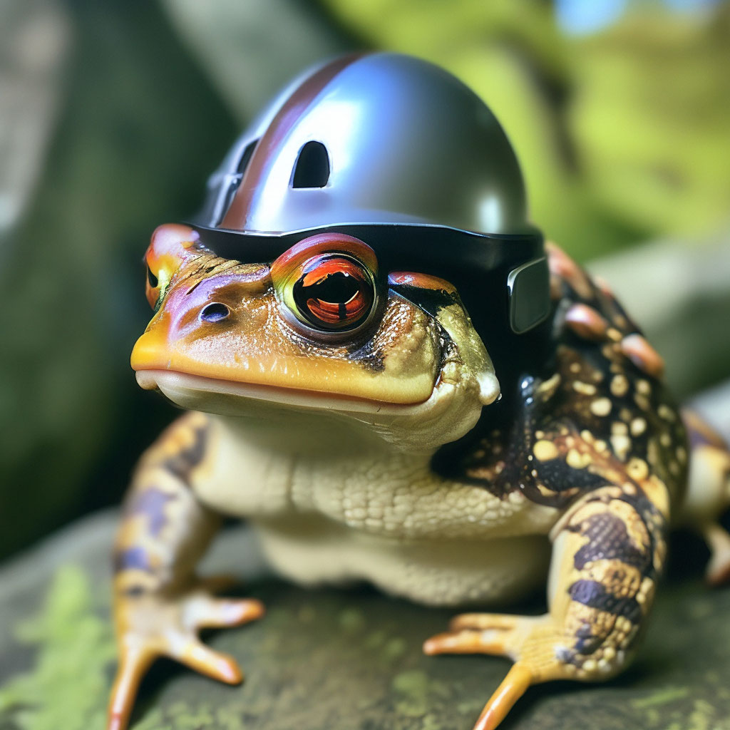 "A toad in a helmet" — image created in Shedevrum