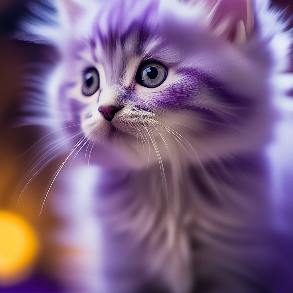 "Very cute beautiful fluffy gentle purple kitten" — image created in ...
