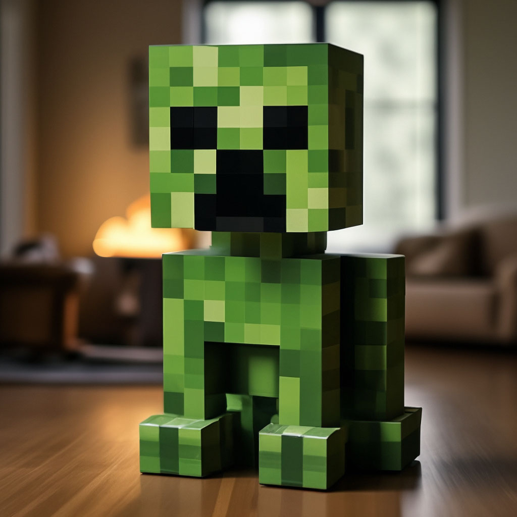 "A creeper from Minecraft in real life" — image created in Shedevrum