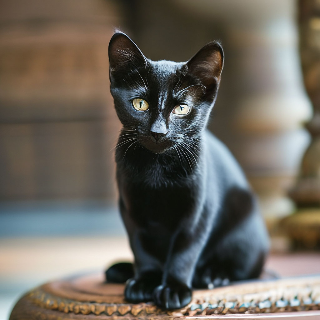 "A black skinned cat" — image created in Shedevrum