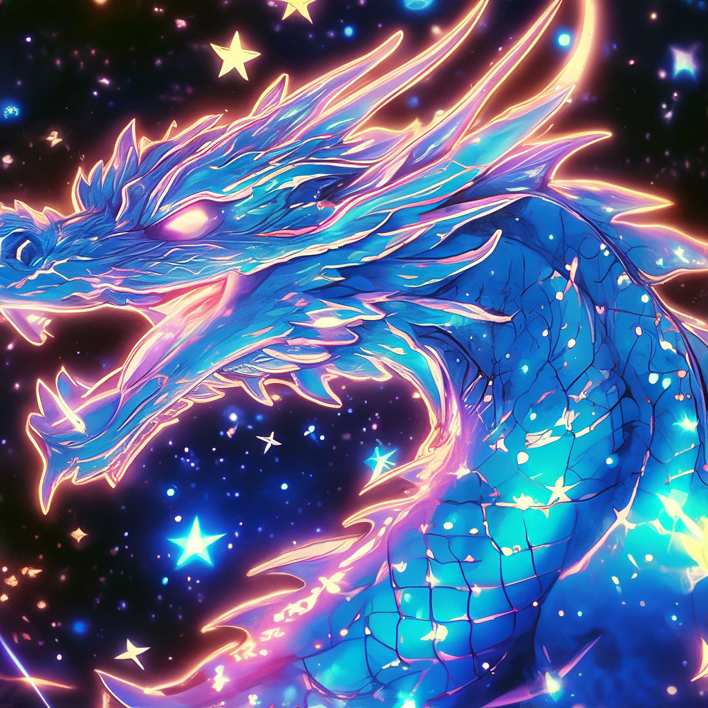 "Magic dragon consisting of mystical stars, beautiful, professional ...