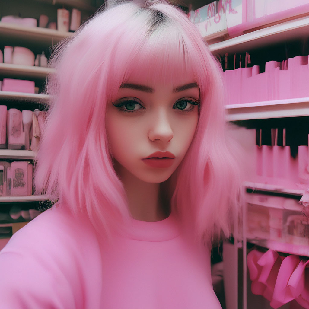 "And you see everything in pink... > pink girl, grunge>" — image ...