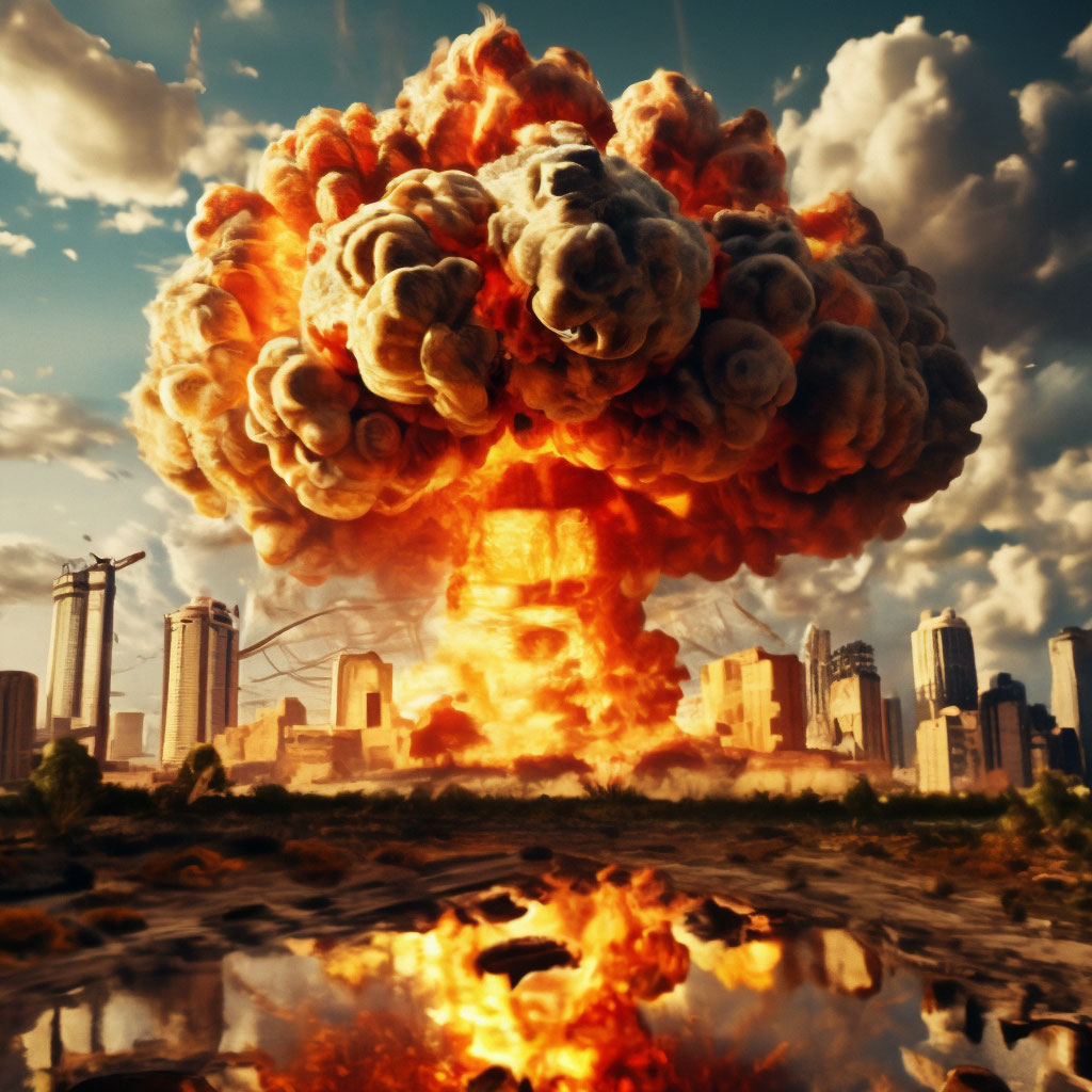 "Nuclear explosion in anime, 8k" — image created in Shedevrum