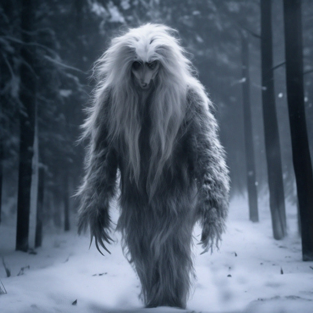 "A storm, a snowstorm, a forest clearing covered with snow along which ...