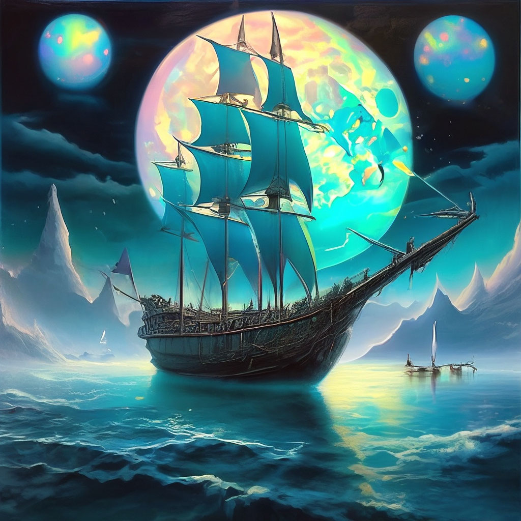 "Landscape OPAL Witchcraft Fairy Tales Full moon Nibiru Ship Gradient ...