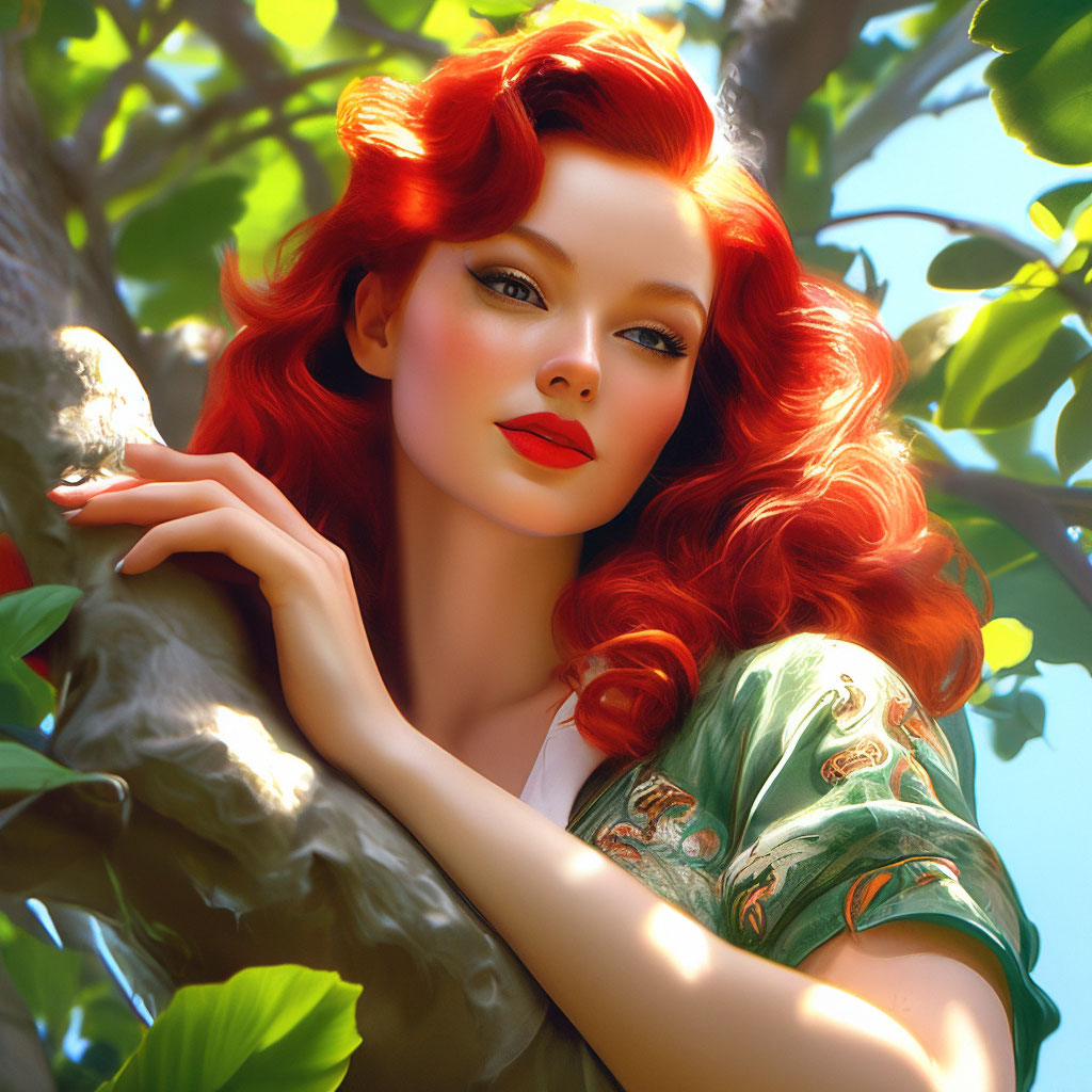 "Lush red-haired girl pin-up + Nilda climbed a tree , pinup ...