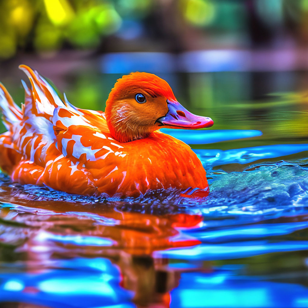 "Tangerine duck, bright colors, professional photo, high detail, high ...
