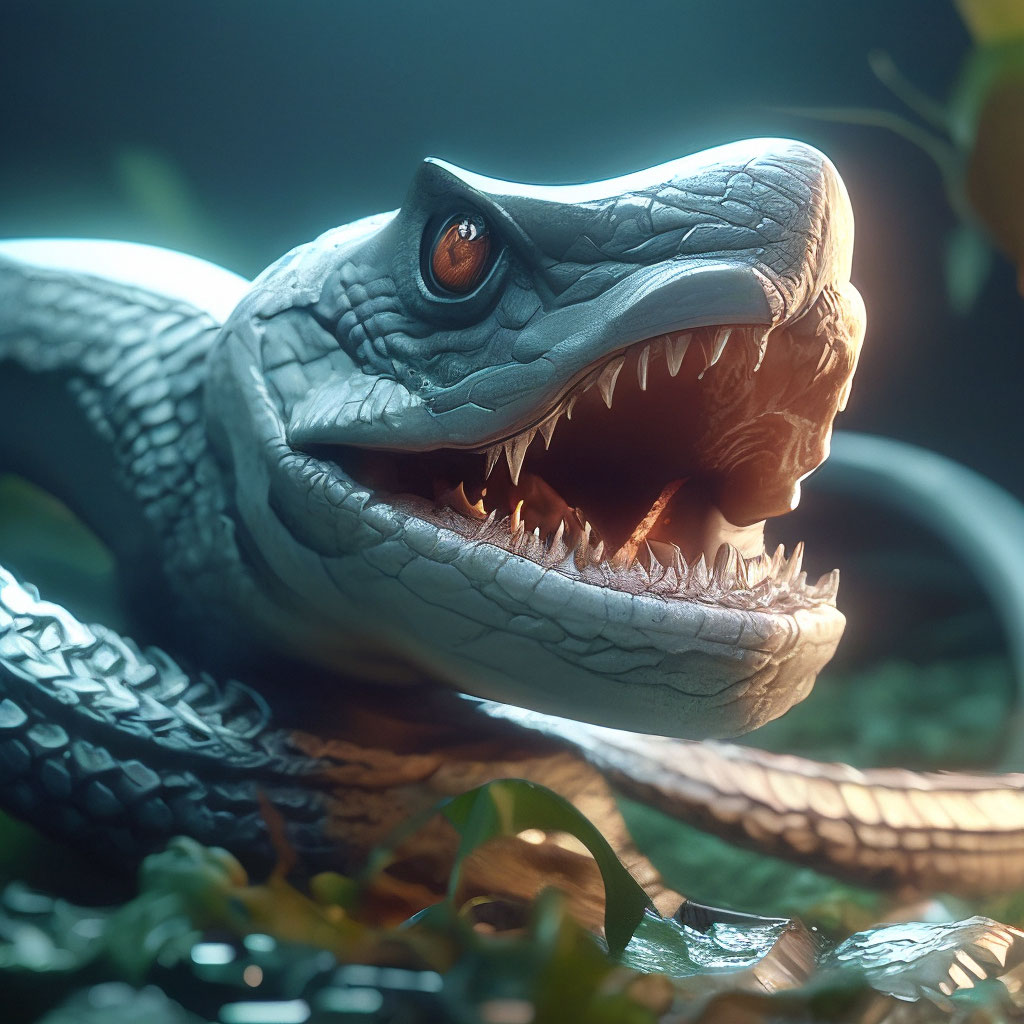 "🐍 snake 🦈 shark" — image created in Shedevrum