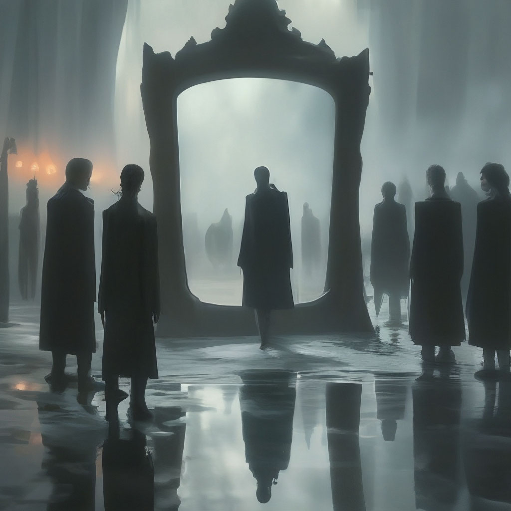 "Vampires are not reflected in the mirror" — image created in Shedevrum