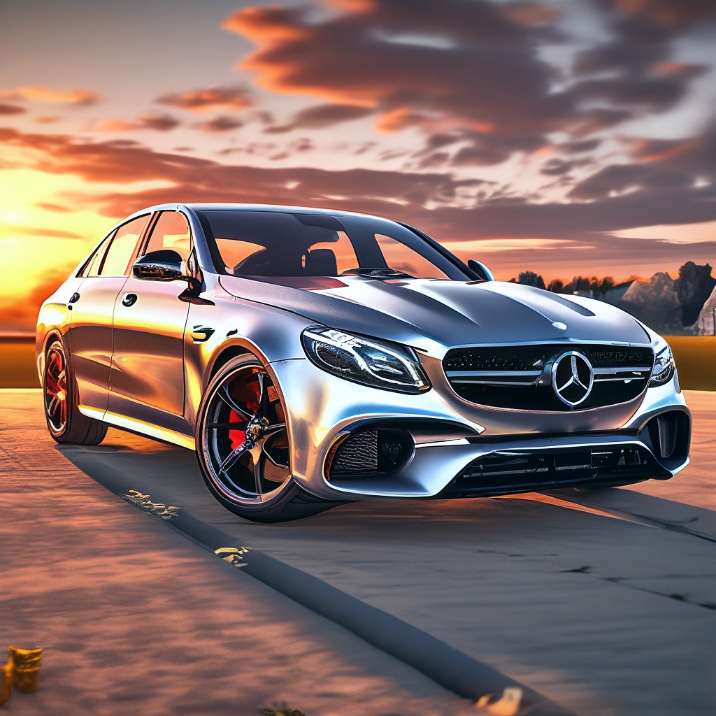 "Mercedes e63 amg at sunset, 4k, realistic, high detail, high ...