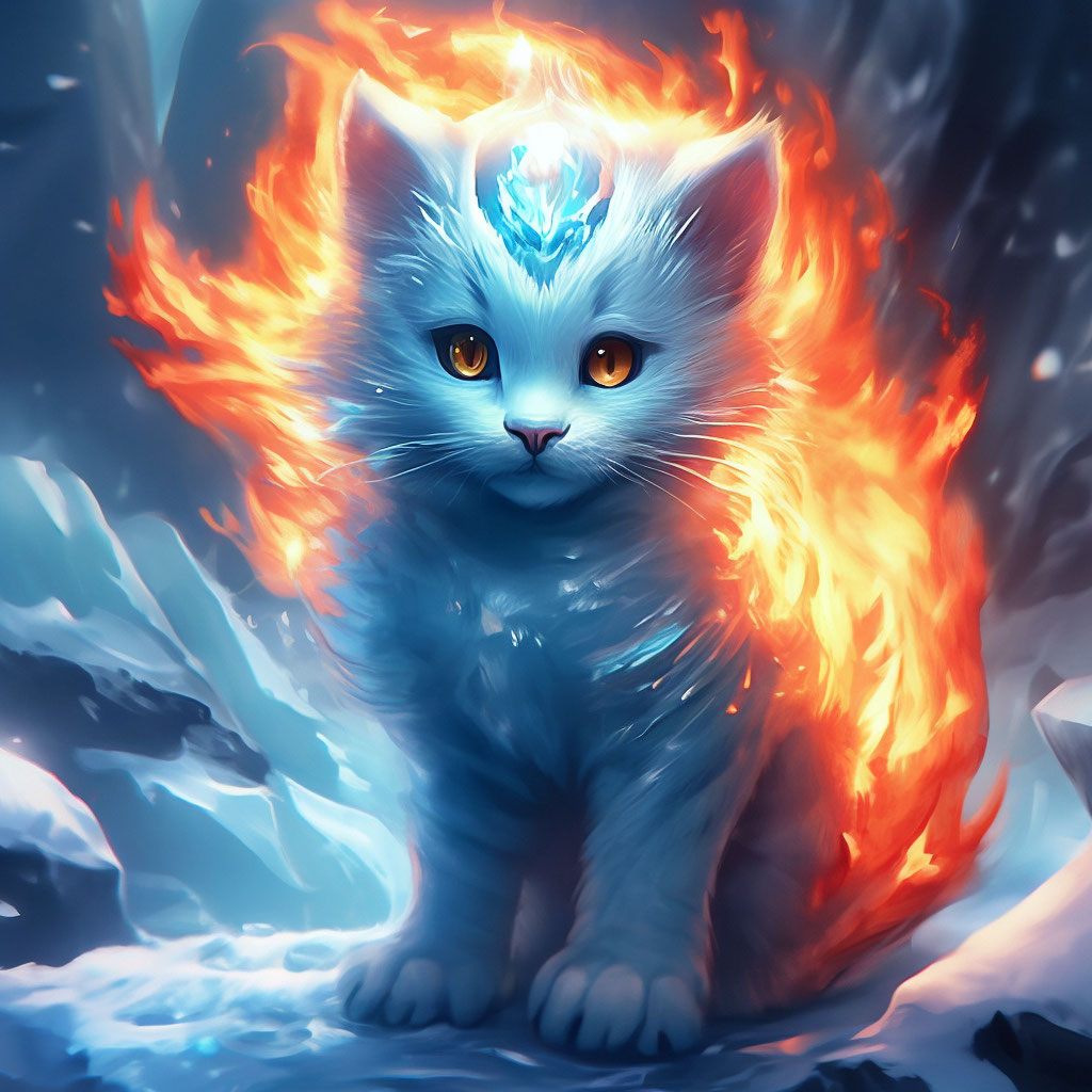 "Fiery ice kitten." — image created in Shedevrum