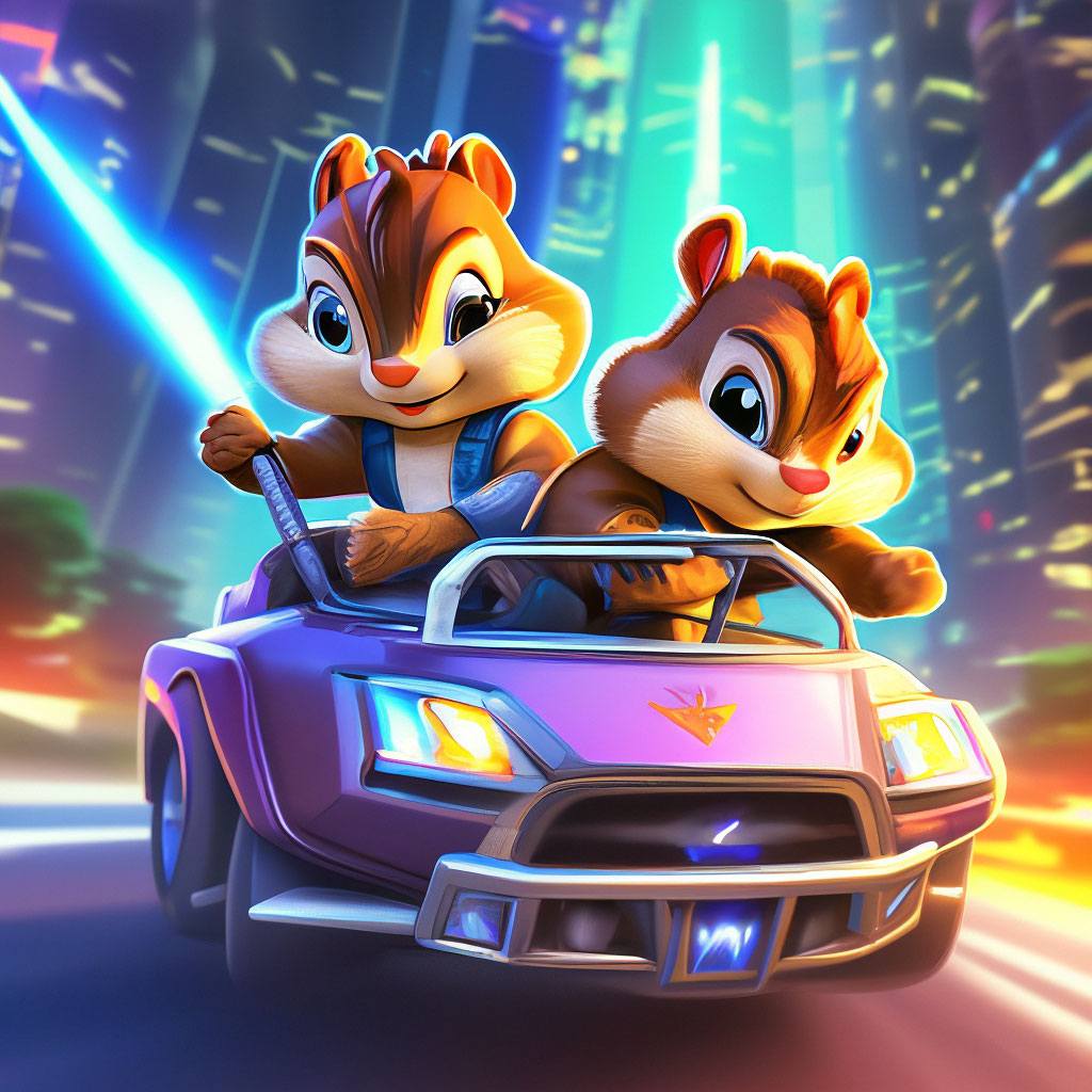 "Chip and Dale rush to the rescue,two chipmunks, realistic, high ...