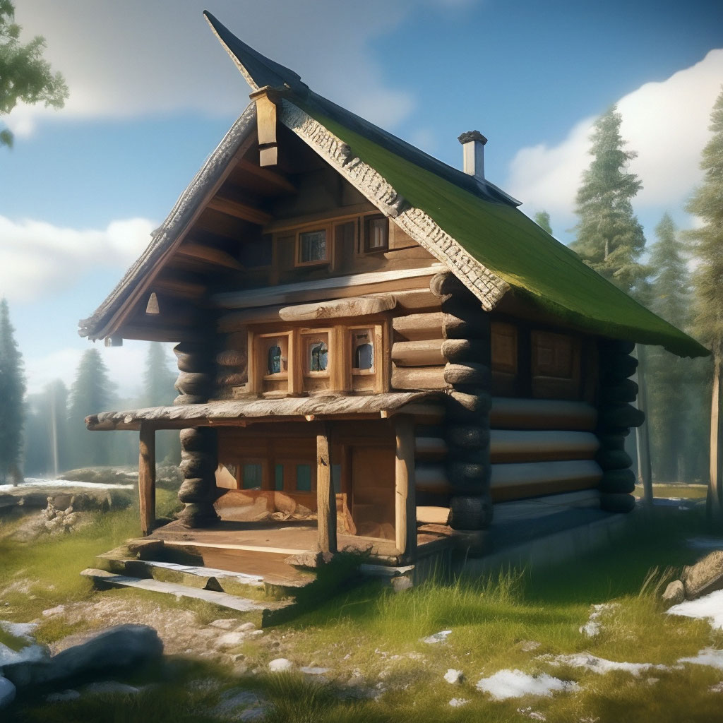 "Restoration of the ancient Russian hut" — image created in Shedevrum