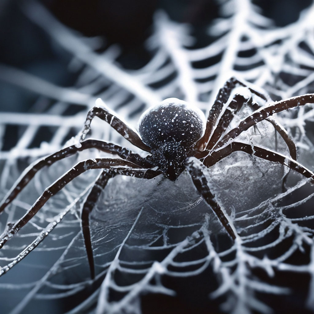 "Spider web, ice spider in the middle, everything is covered with frost ...