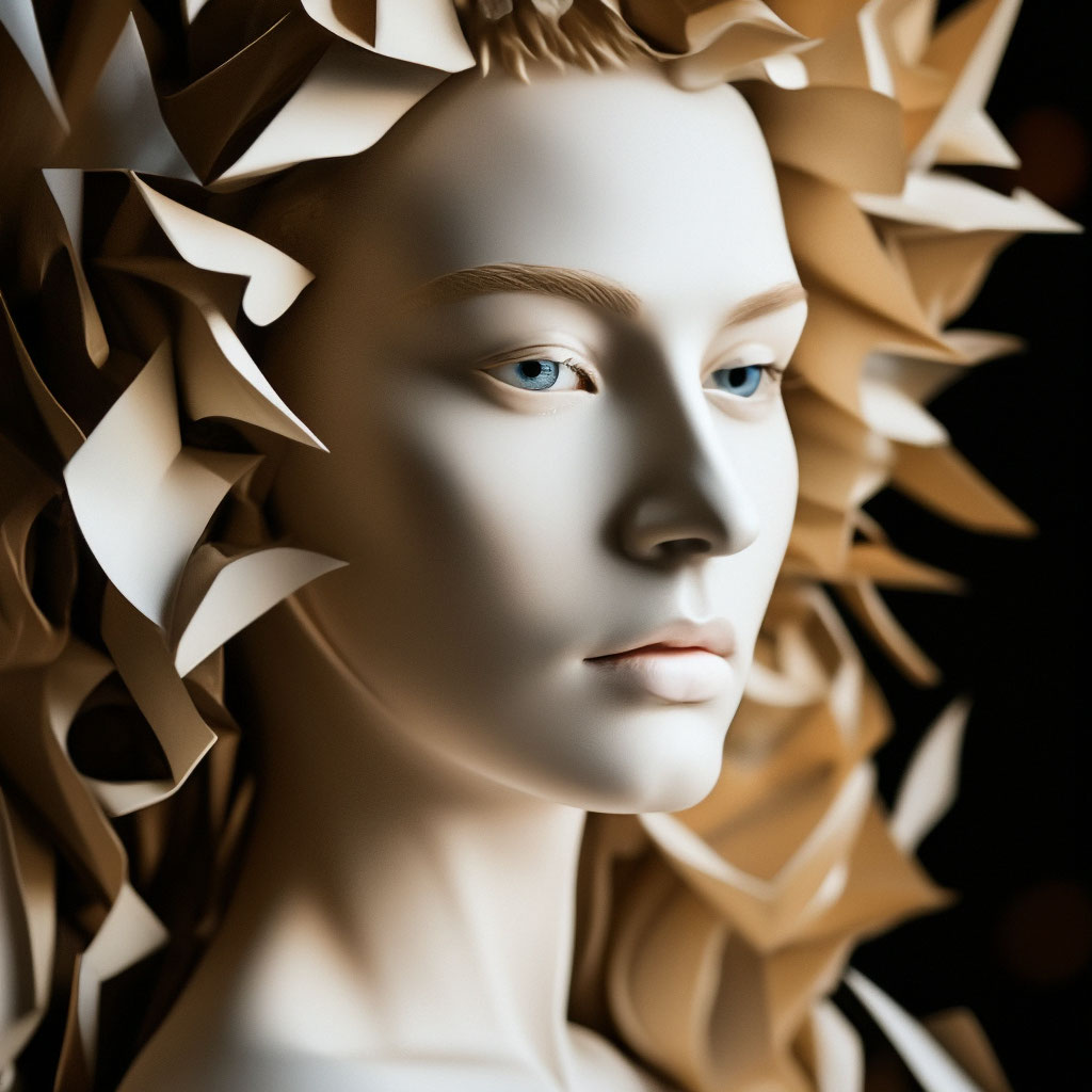 "Made of paper, portrait" — image created in Shedevrum