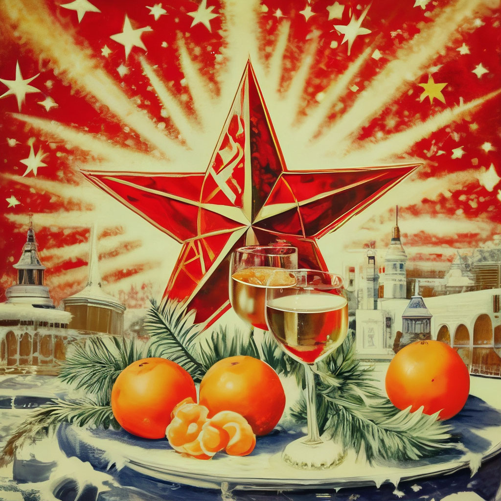 "Soviet champagne and tangerines, red star, leader of the proletariat ...