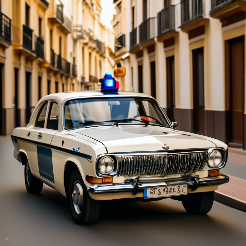 "A Soviet GAZ-24 Volga police car on a street in Seville, Andalusia ...